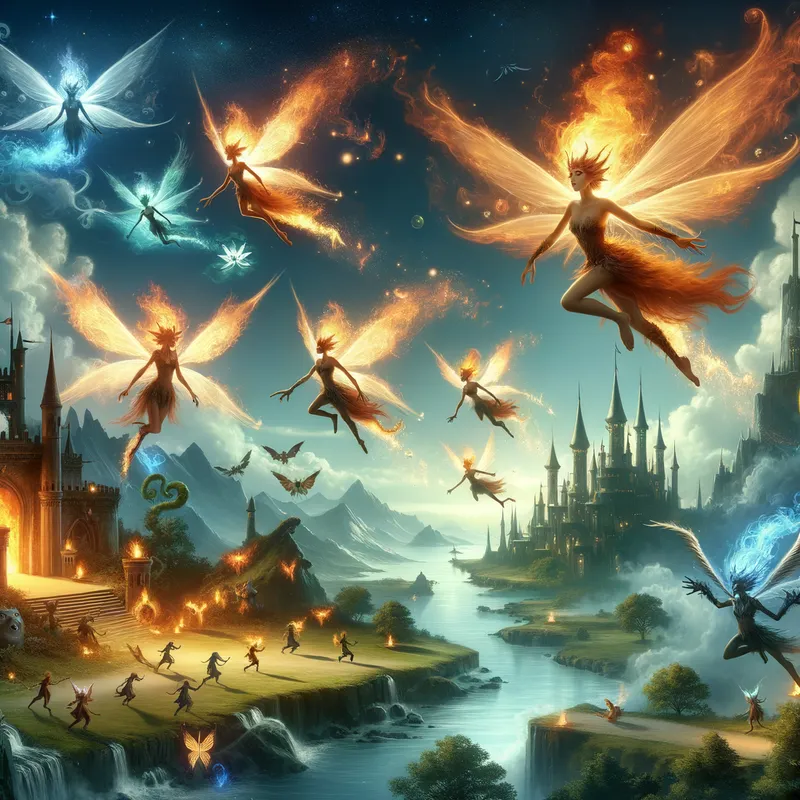 Adventure with Fire Sprites - Tangra AI Image Generator