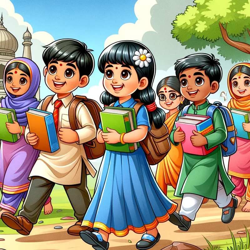 Animated Indian School Drawings - Tangra AI Image Generator