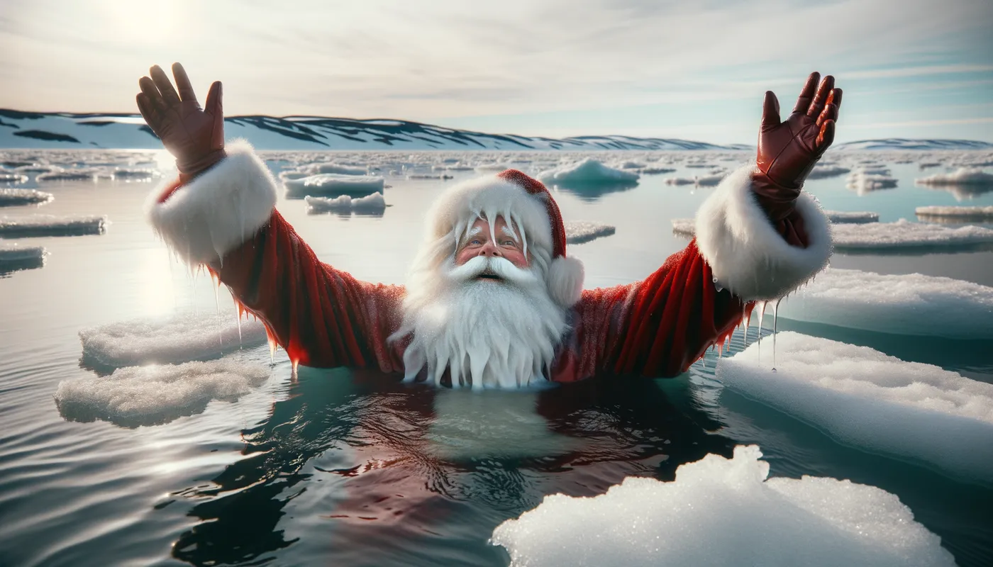 Arctic Swim: Santa' - Tangra AI Image Generator