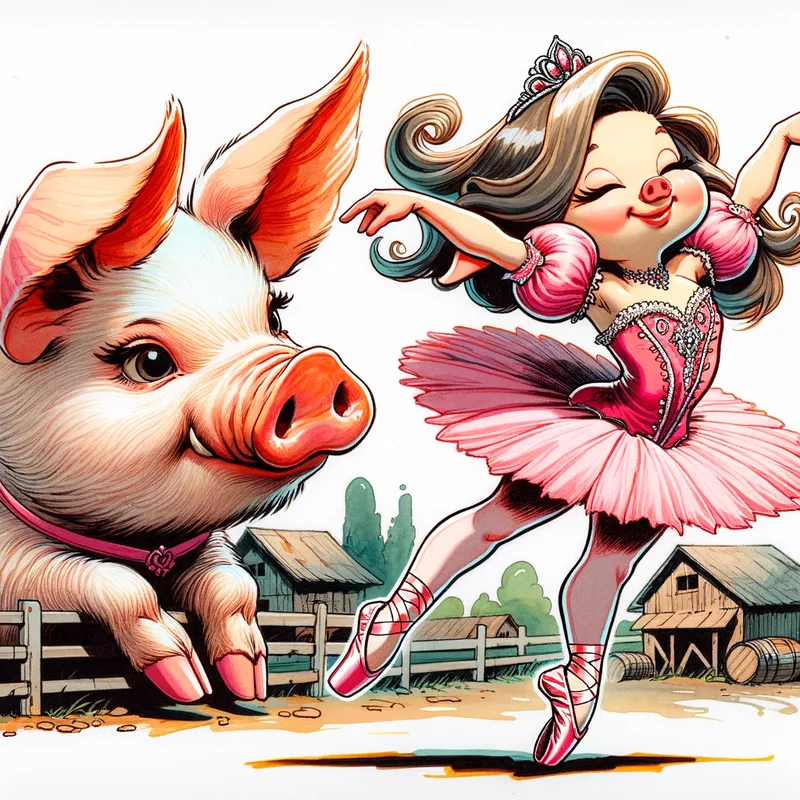 Ballerina Pig Pose - Tangra AI Image Generator