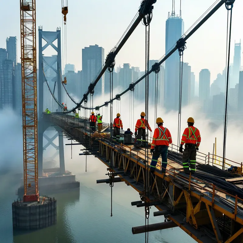 Bridge Building Teamwork - Tangra AI Image Generator