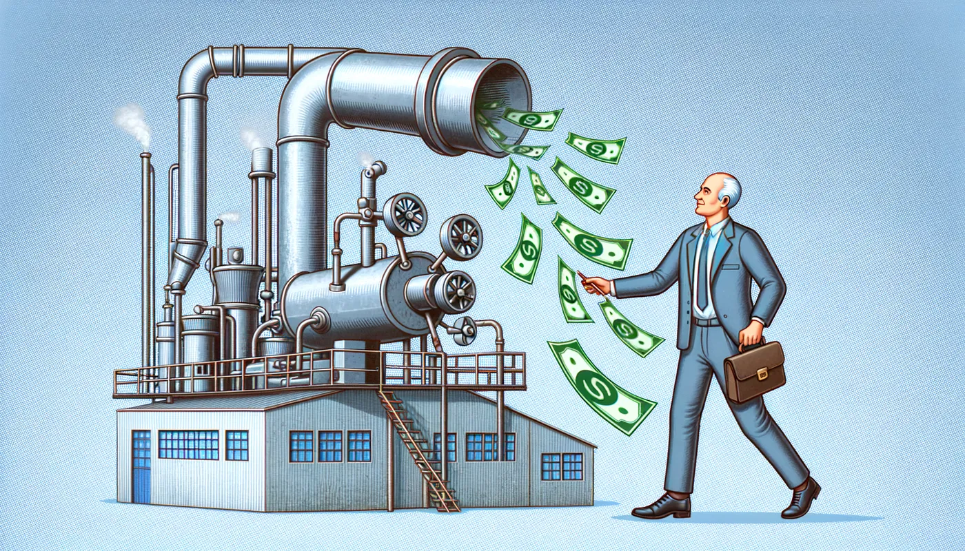 Cash-Flying Factory Director - Tangra AI Image Generator