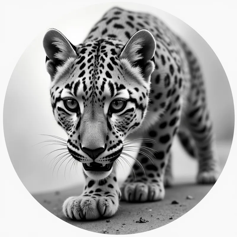 Close-Up Grayscale Leopard Drawing - Tangra AI Image Generator