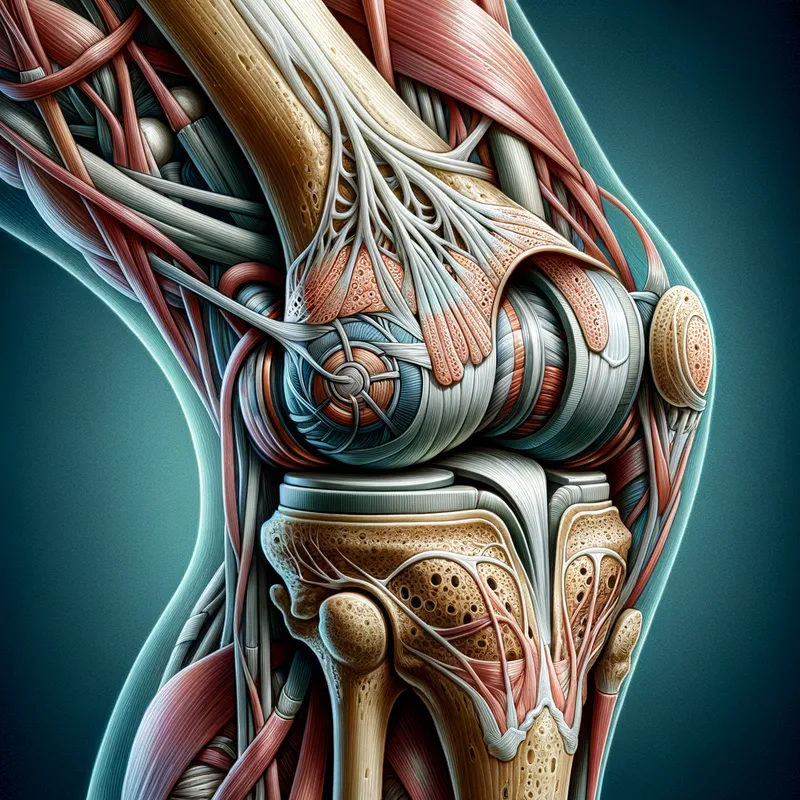 Detailed Knee Anatomy with ACL Highlight - Tangra AI Image Generator