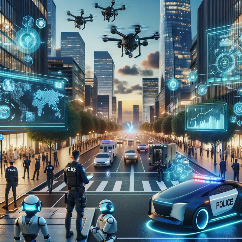 Futuristic Police Tech in Smart City - Tangra AI Image Generator