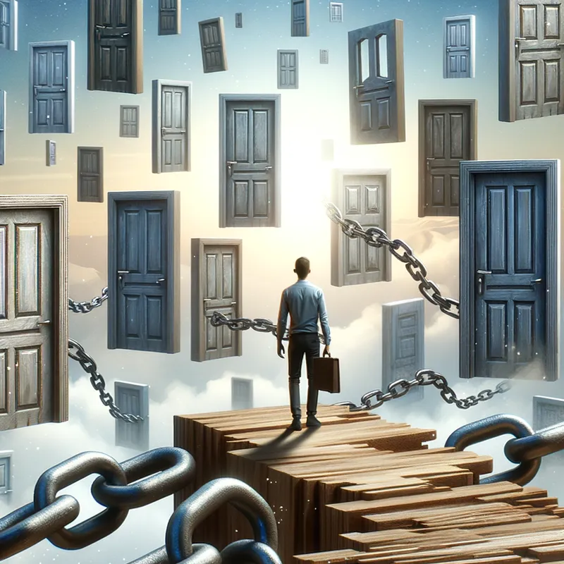 Inner Struggle with Doors - Tangra AI Image Generator