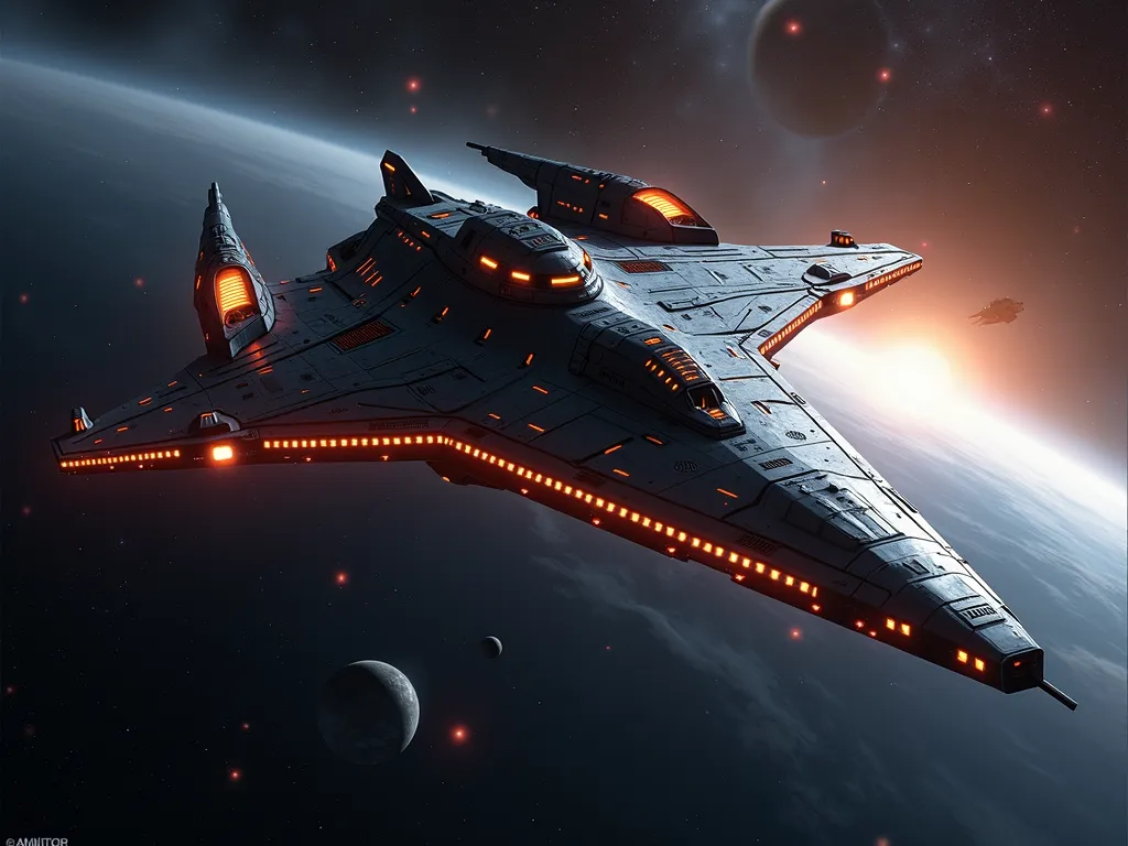 Klingon Warbird in Deep Space - Tangra AI Image Generator