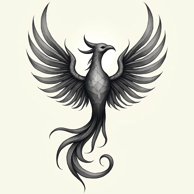 Phoenix in Flight Geometry - Tangra AI Image Generator