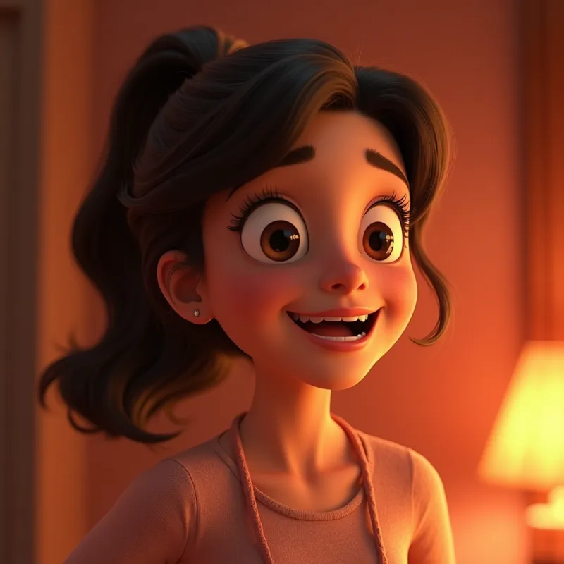Pixar Style Smiling Woman Close-Up - Tangra AI Image Generator