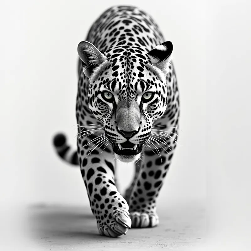 Realistic Grayscale Leopard Drawing - Tangra AI Image Generator