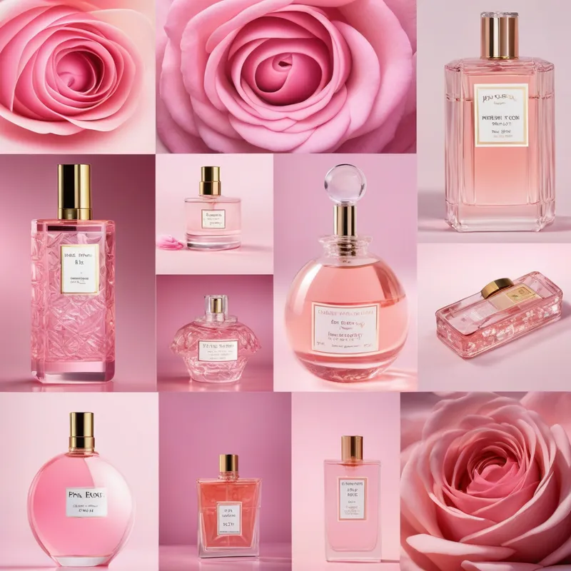 Rosy Pink Perfume Collage - Tangra AI Image Generator