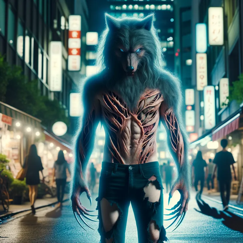 Urban Werewolf Transformation - Tangra AI Image Generator